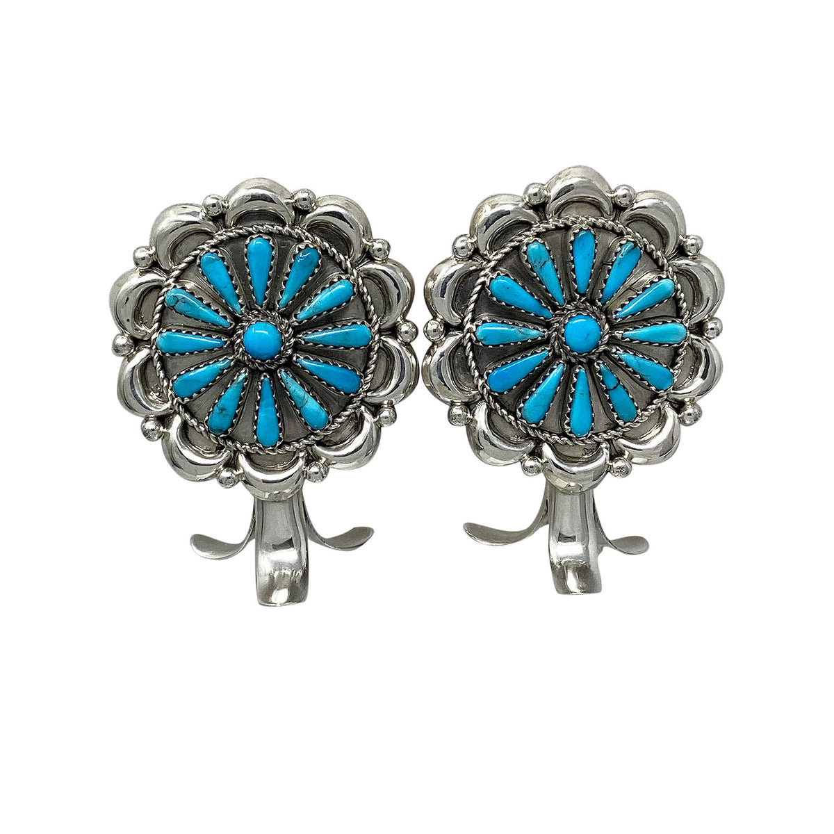 Kyle Wilson, Earring, Kingman Turquoise, Blossom, Navajo, 2" – Perry ...