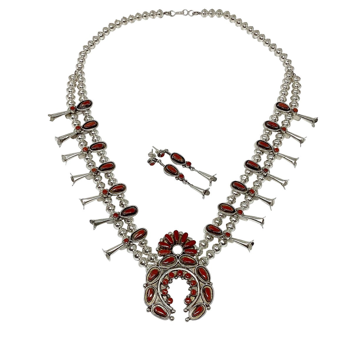 Viola & Jacob Bobelu, Earrings, Necklace, Mediterranean Coral, Zuni, 2 ...