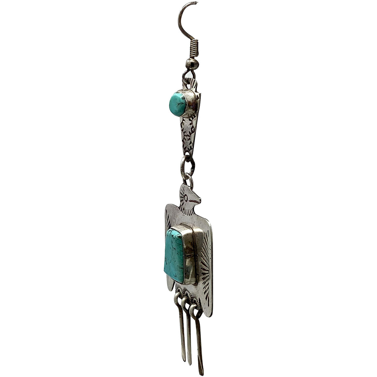 Fred Begay, Earring, Kingman Turquoise, Navajo Handmade, 3 3/4" – Perry ...