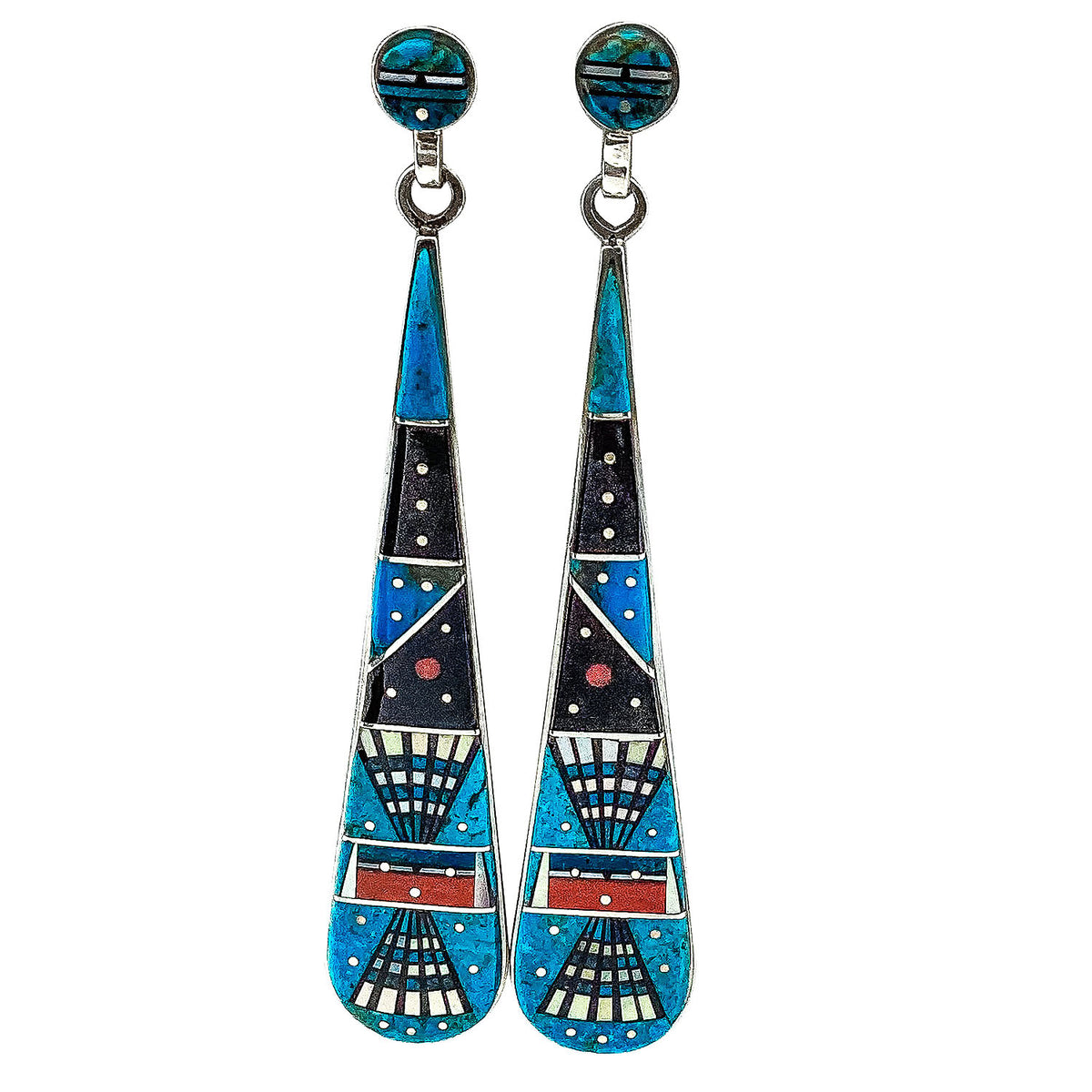 Erwin Tsosie, Earring, Night Sky Inlay, Yei' Ceremony, Navajo Handmade ...