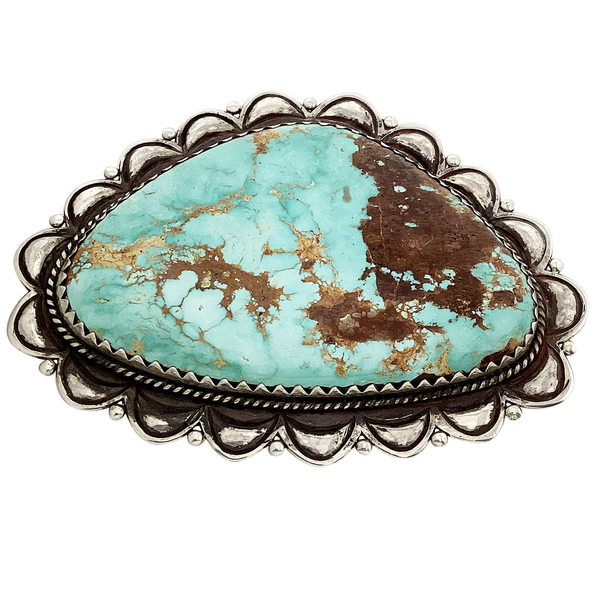 Perry Shorty, Buckle, Coin Silver, Royston Turquoise, Navajo Handmade ...