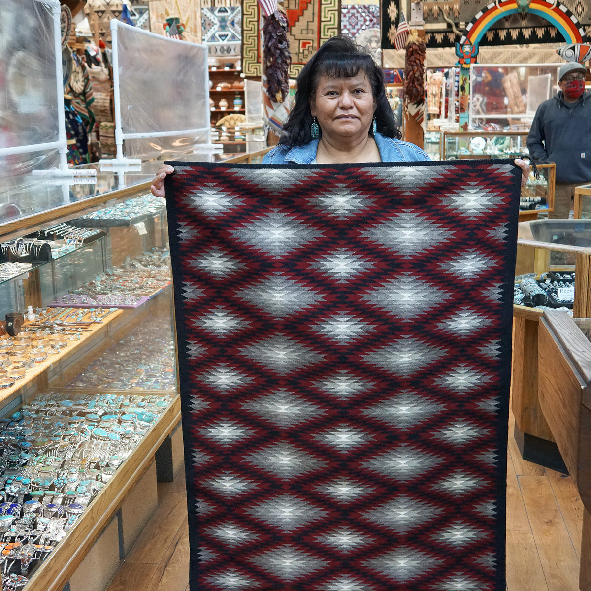 Verna Begay, Navajo Handwoven Rug, Eye Dazzler Design, 52” x 37 ...